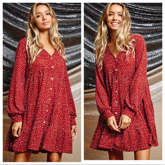 ShopEvelynne | Dresses | Fabulous Boho Chic Dotted Tiered Long Sleeve ...